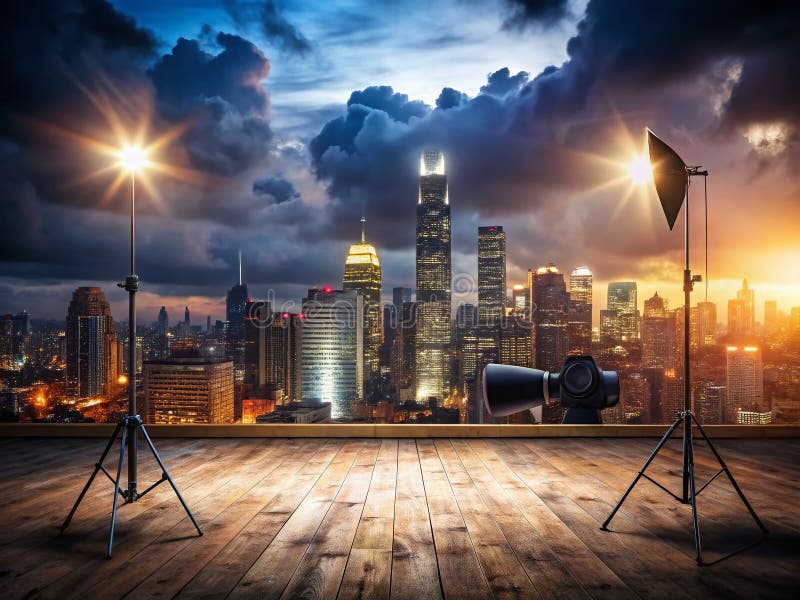 Captivating Night Studio Backdrop Immersive Cityscape with Glowing ...
