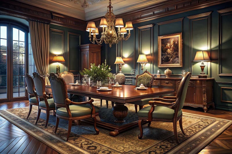Captivating Nighttime Dining Room a Symphony of Elegance and Luxurious ...