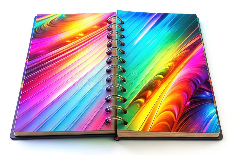 Vibrant Abstract Art Notebook Page Spread Colorful Geometric and Floral ...