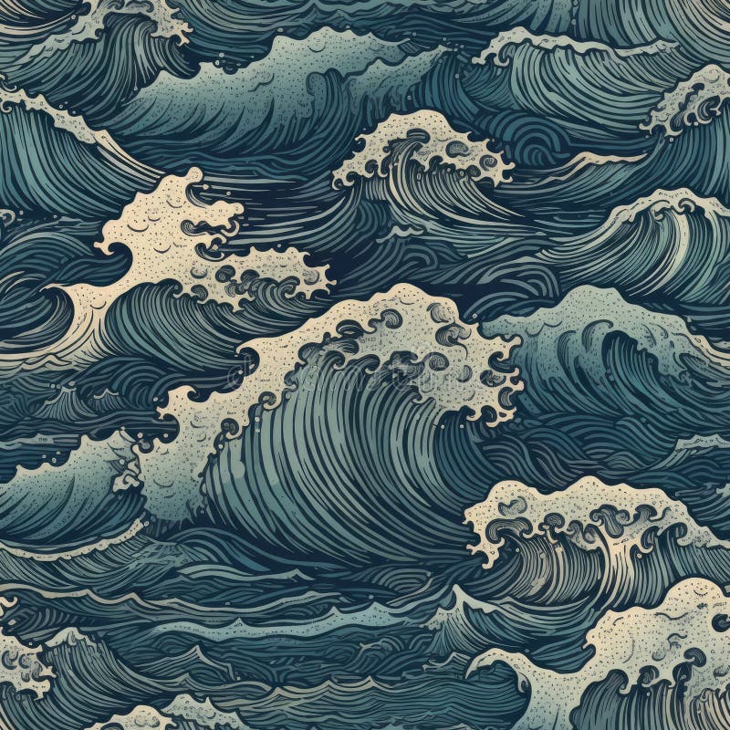 Captivating Ocean Waves Drawing for Your Next Project. Stock ...