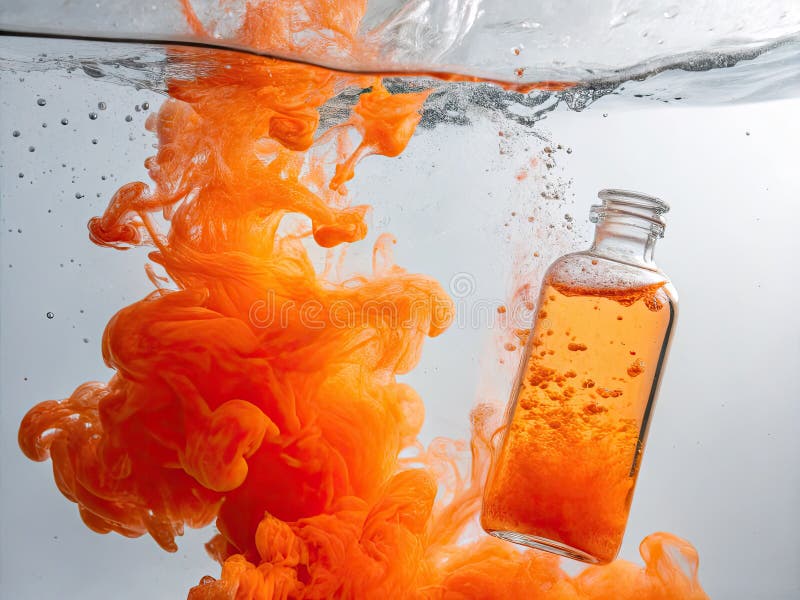 Captivating Orange Ink Diffusion in a Flat Bottle a Study in Fluid ...