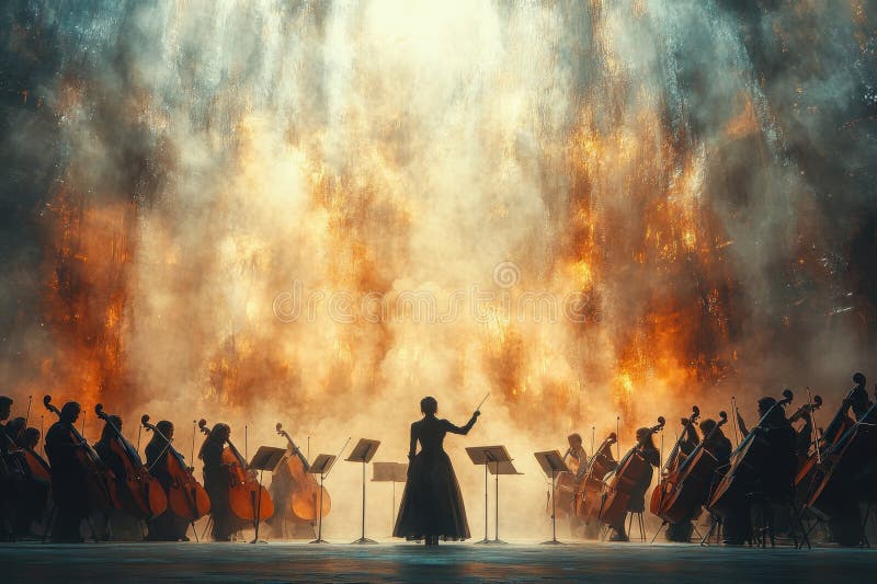 Captivating Orchestral Performance Unfolds Under a Dramatic Display of ...