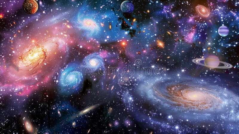 Captivating Outer Space Panorama with Colorful Galaxies and Celestial ...