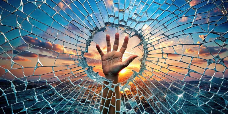 HandShaped Broken Glass Overlay Realistic Cracked Glass Texture with ...