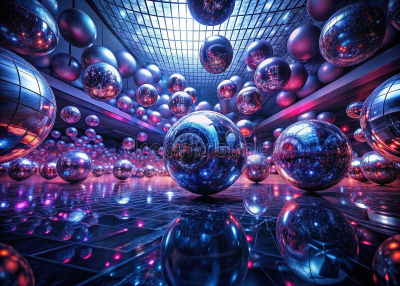 A Captivating Panorama of Sparkling Disco Balls Illuminating a Dark ...