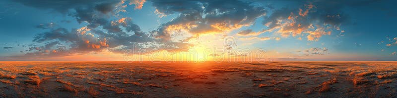 Captivating Panoramic View of a Dramatic Sunset Sky with Cumulus Clouds ...