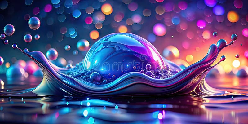 A Captivating Panoramic View of a Dynamic 3D Rendered Liquid Blob ...