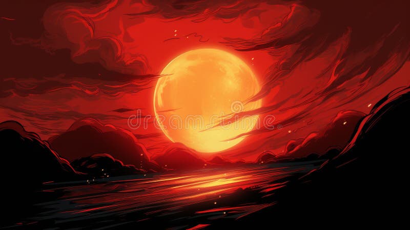 Captivating Panoramic View of an Enormous Moon and Fantastical Clouds ...