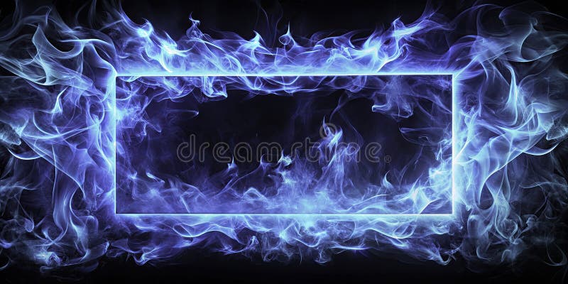 A Captivating Panoramic View of a Luminous Blue Flame Rectangle Against ...