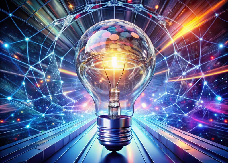 Panoramic Lightbulb Logo a Futuristic Symbol of Innovation and ...