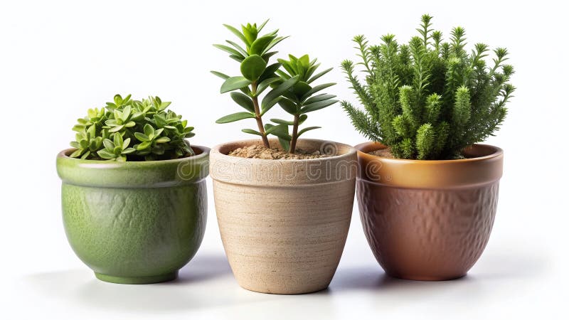A Captivating Panoramic View of Three Empty Ceramic Plant Pots ...