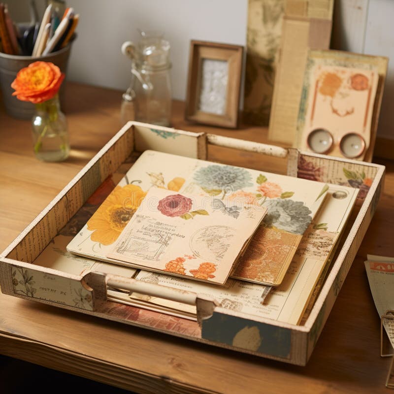 Captivating Paper Tray Design with Rustic Reverie Stock Illustration ...