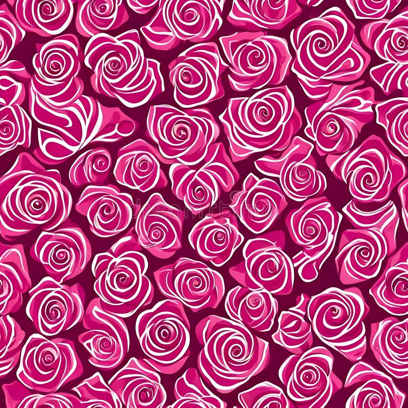 Seamless Pattern of Pink Roses Stock Illustration - Illustration of ...