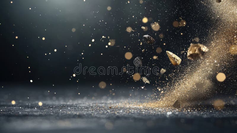 Captivating Patterns of Gold Dust Cascading from a Dark Surface ...