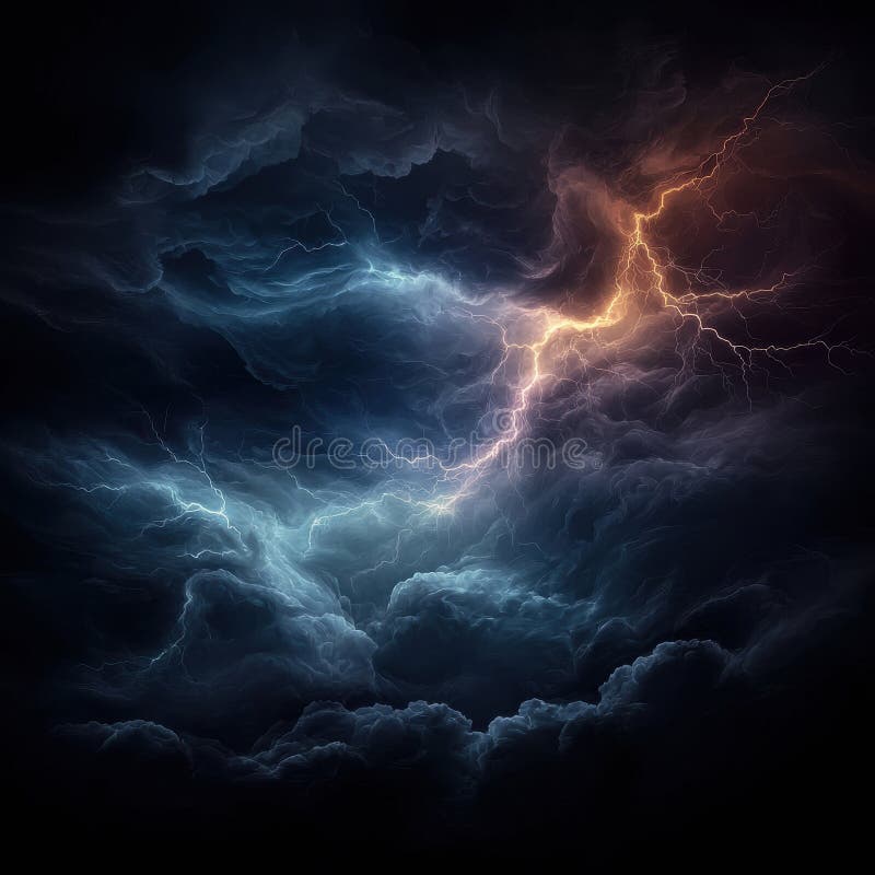 Captivating Patterns in Nature: a Dark Sky Illuminated by Lightning and ...