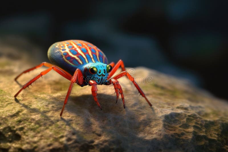Captivating Peacock Spider Dance on a Sunlit Rock Stock Image - Image ...