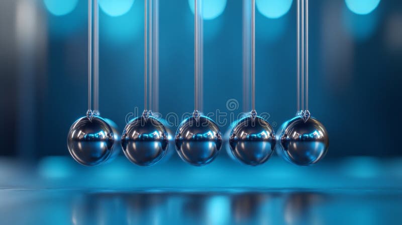 A Beautiful Display of Pendulums in Motion. the Shining Spheres Create ...