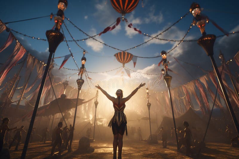 Captivating Performance of Aerial Acrobatics Stock Illustration ...