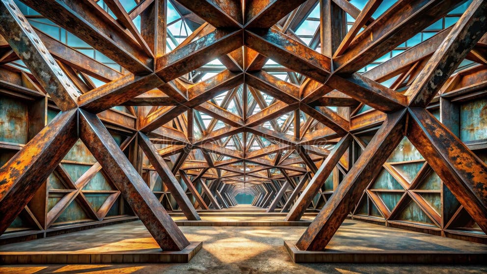 A Captivating Perspective of a Rust-colored Metal Framework, Forming a ...