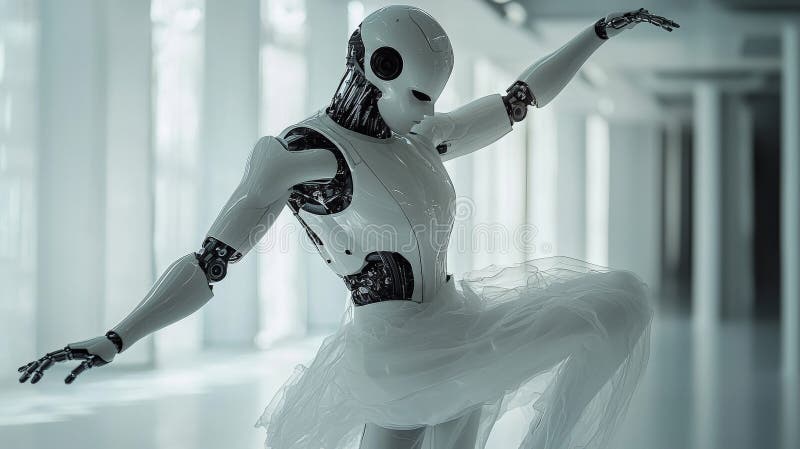 A Captivating Photo Capturing a White Robot Executing a Ballet Pose ...