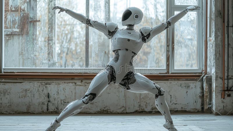 A Captivating Photo Capturing a White Robot Executing a Ballet Pose ...
