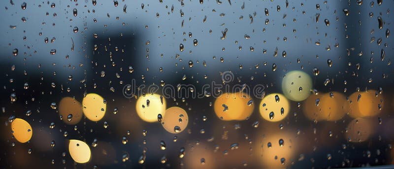 Rain Drops on Window with Buildings in Background Stock Photo - Image ...