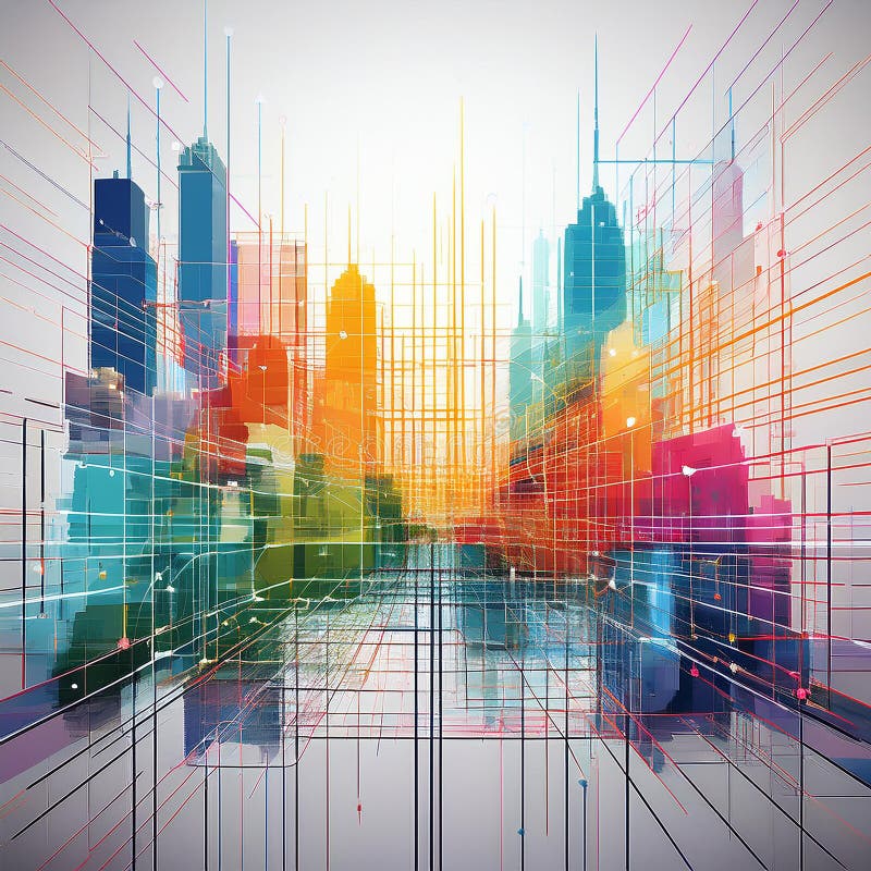 Vibrant City Grid: Abstract Mapping Concept. Stock Illustration ...