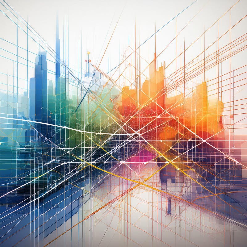 Vibrant City Grid: Abstract Mapping Concept. Stock Illustration ...