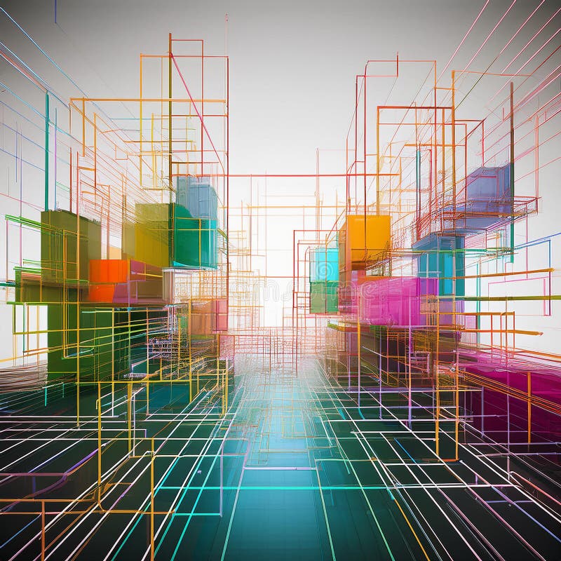 Vibrant City Grid: Abstract Mapping Concept. Stock Illustration ...