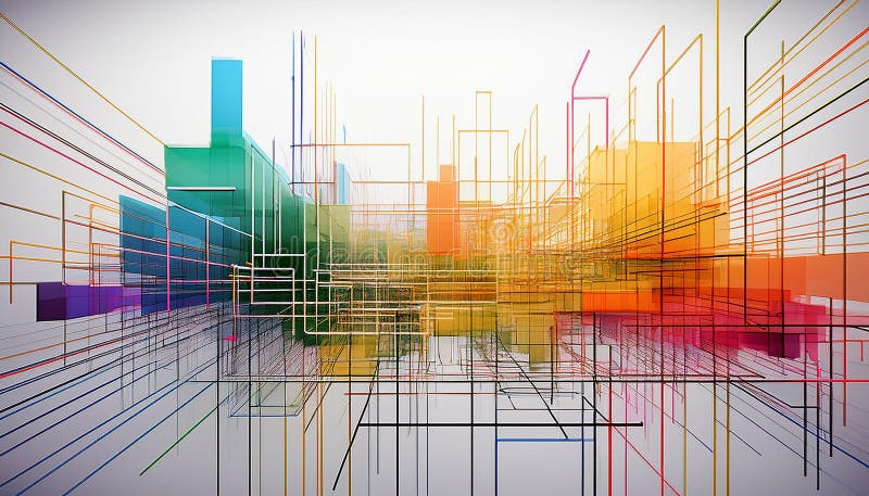 Vibrant City Grid: Abstract Mapping Concept. Stock Illustration ...