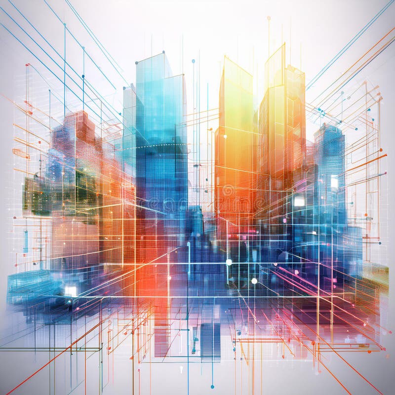 Vibrant City Grid: Abstract Mapping Concept. Stock Illustration ...