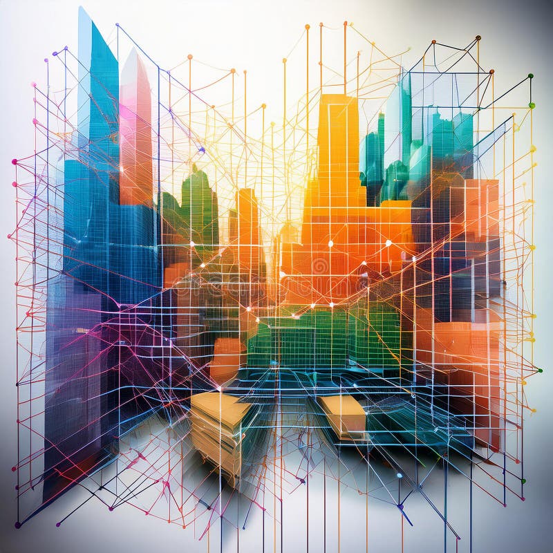 Vibrant City Grid: Abstract Mapping Concept. Stock Illustration ...
