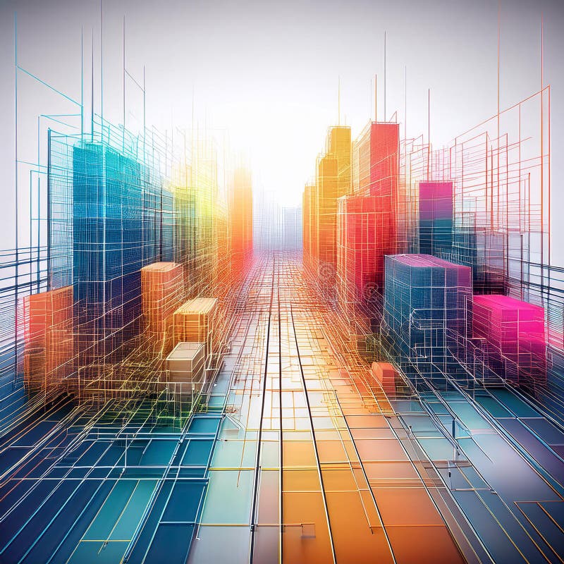 Vibrant City Grid: Abstract Mapping Concept. Stock Illustration ...