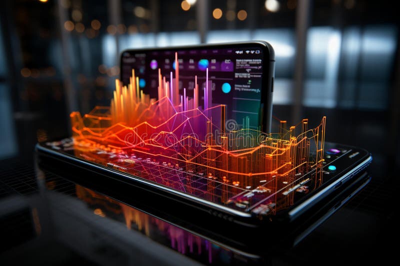 Futuristic Mobile Banking: Vibrant Financial Trends on Abstract Screen ...