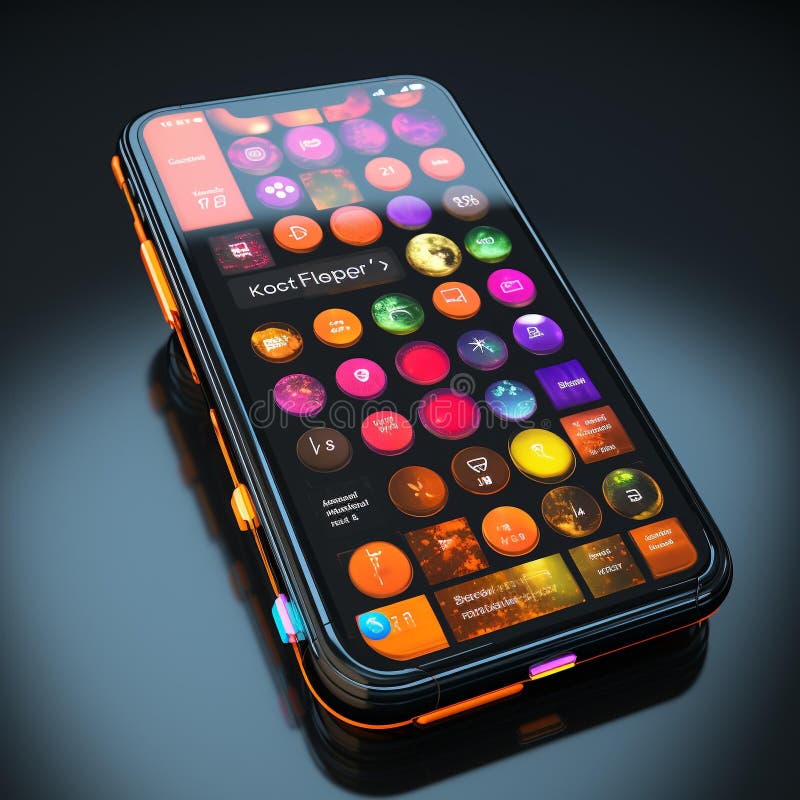 Vibrant Abstract Notifications on Sleek Mobile Device Stock Photo ...