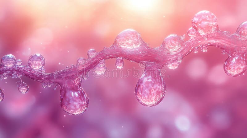 Captivating Pink Water Bubbles with Light and Reflection Effects Stock ...
