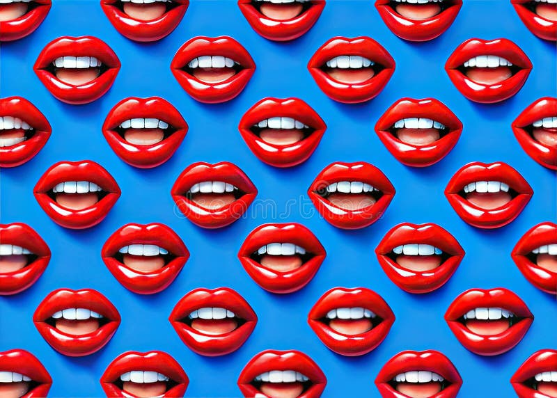 Dynamic Red Lips and White Teeth Pattern Pop Art Background for ...