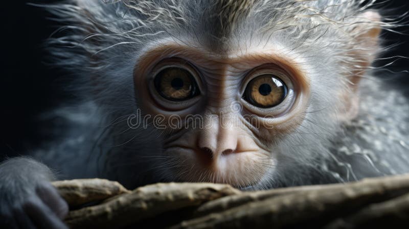 Captivating Portrait of a Brown Monkey with Big Brown Eyes Stock ...