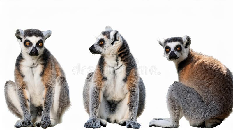 Striking Portrait of a Ringtailed Lemur Bundle on White Background ...