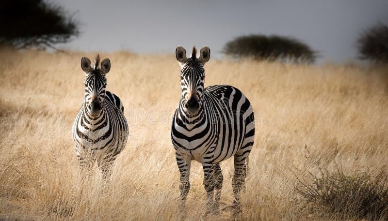 Striking Zebra Facing Ahead in African Savannah, Majestic Black and ...