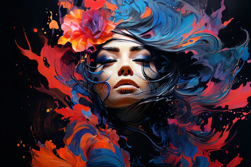 Captivating Portrayal of Woman with Expressive Features and Rich Color ...