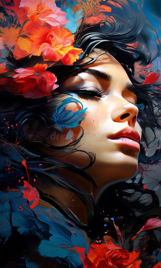 Captivating Portrayal of Woman with Expressive Features and Rich Color ...