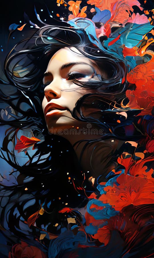 Captivating Portrayal of Woman with Expressive Features and Rich Color ...