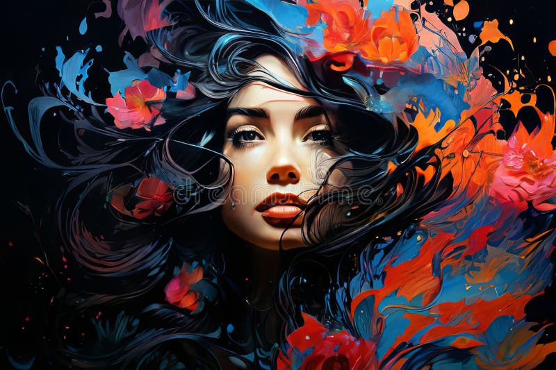 Captivating Portrayal of Woman with Expressive Features and Rich Color ...