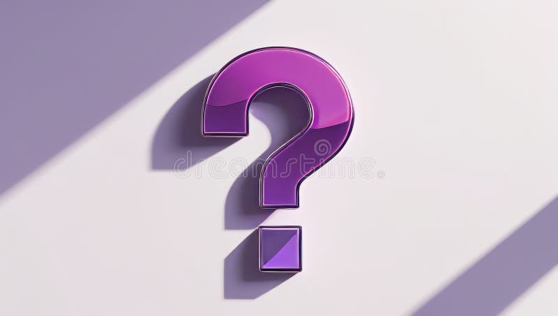 Captivating Purple Question Mark Symbol Casting a Shadow on a Clean ...