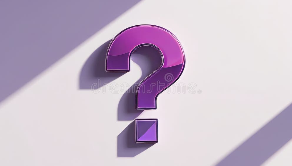 Captivating Purple Question Mark Symbol Casting a Shadow on a Clean ...