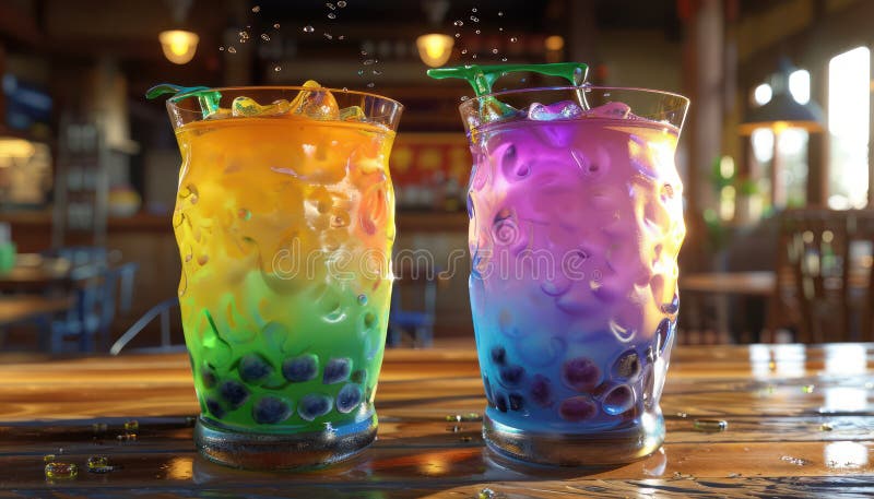 Captivating Rainbow Bubble Tea a Visual Delight of Colorful and ...