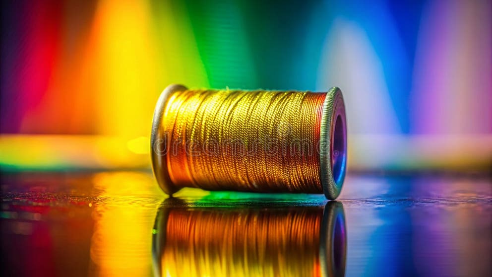 Captivating Rainbow Gradient Thread with Golden Reflections a Layered ...