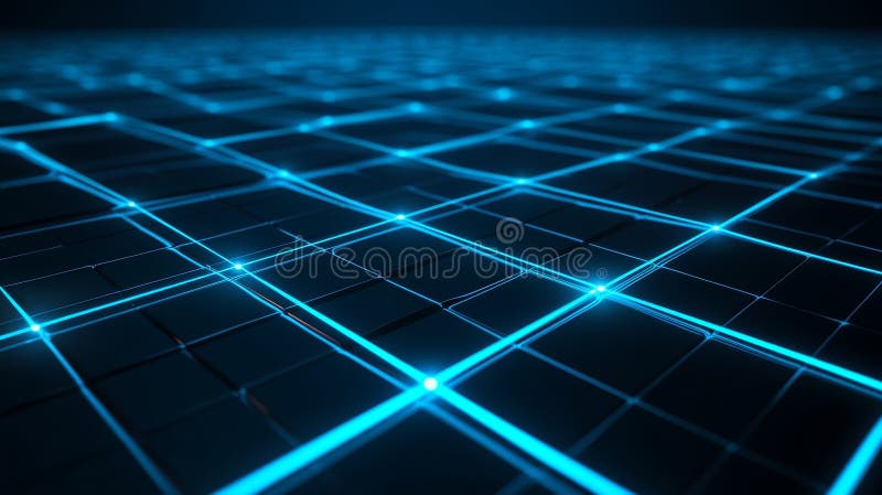 Captivating Realistic Abstract Blue Grid Perspective with Illuminated ...