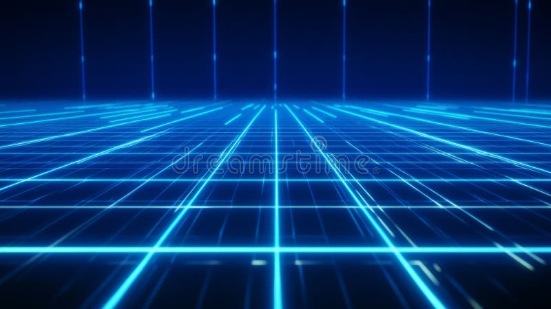 Captivating Realistic Blue Grid Perspective Background with Illuminated ...